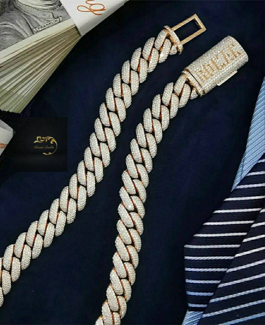 Custom Lock 16mm Miami Cuban Link Chain Vvs Moissanite Diamond Stubbed ...