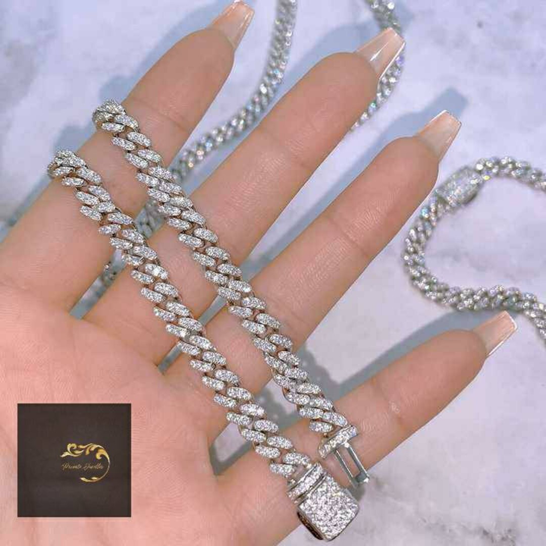 6mm Miami Cuban Link Chain Vvs Moissanite Diamond Stubbed 925 Sterling ...