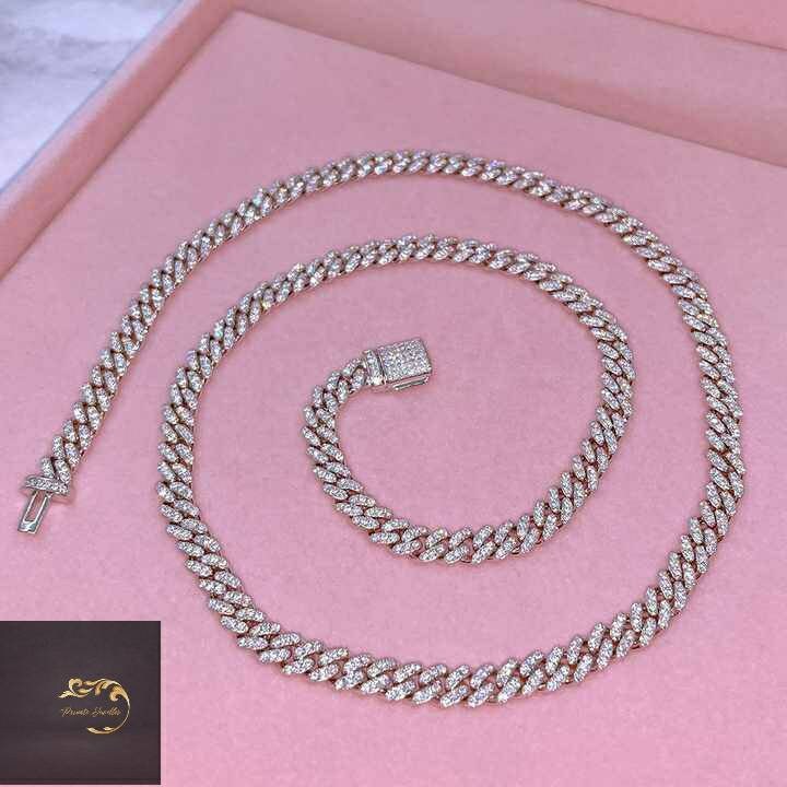 6mm Miami Cuban Link Chain Vvs Moissanite Diamond Stubbed 925 Sterling ...