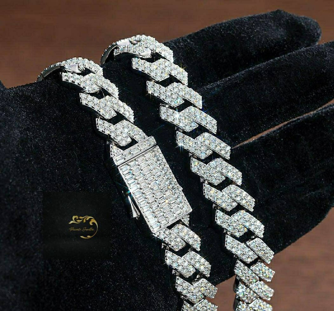 Cuban Chain 12mm Miami Cuban Link Chain Vvs Moissanite Diamond Stubbed ...