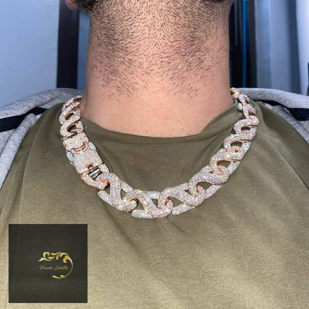 18mm Miami Cuban Link Chain Vvs Moissanite Diamond Stubbed 925 Sterling ...
