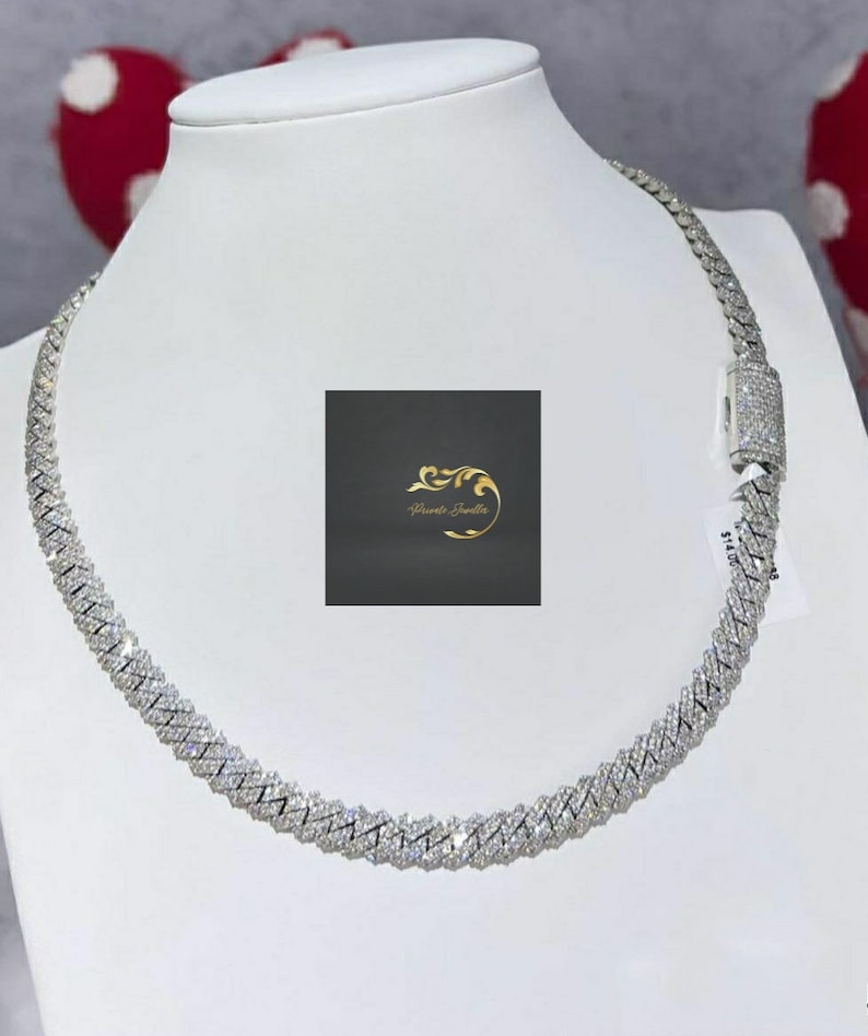 8mm Miami Cuban Link Chain Vvs Moissanite Diamond Stubbed 925 Sterling ...