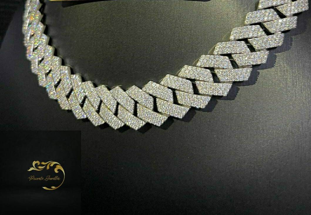 22mm Miami Cuban Link Chain Vvs Moissanite Diamond Stubbed 925 Sterling ...