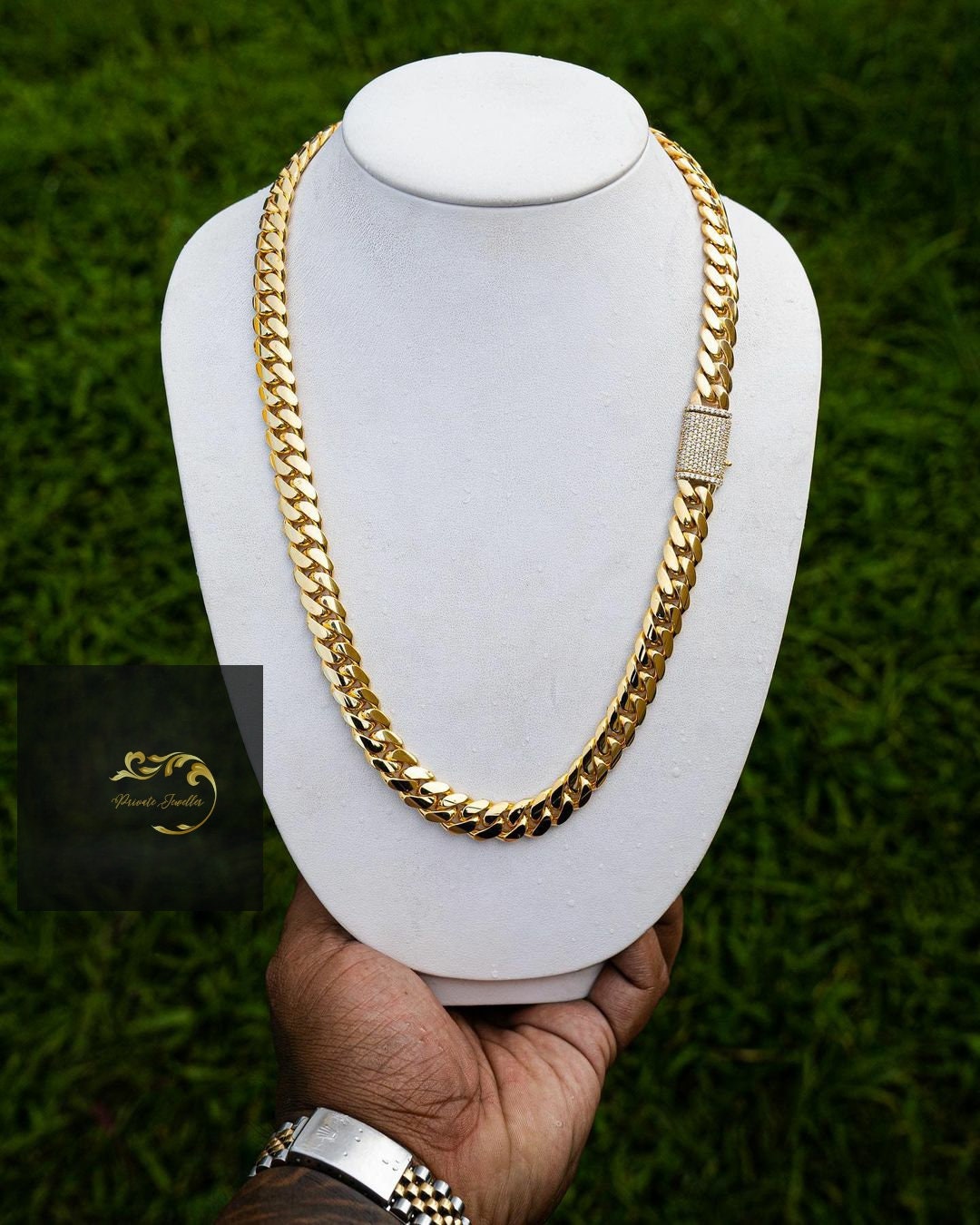 Handmade 12mm 24" Miami Cuban Link Chain 210grams Heavy Solid 925 ...
