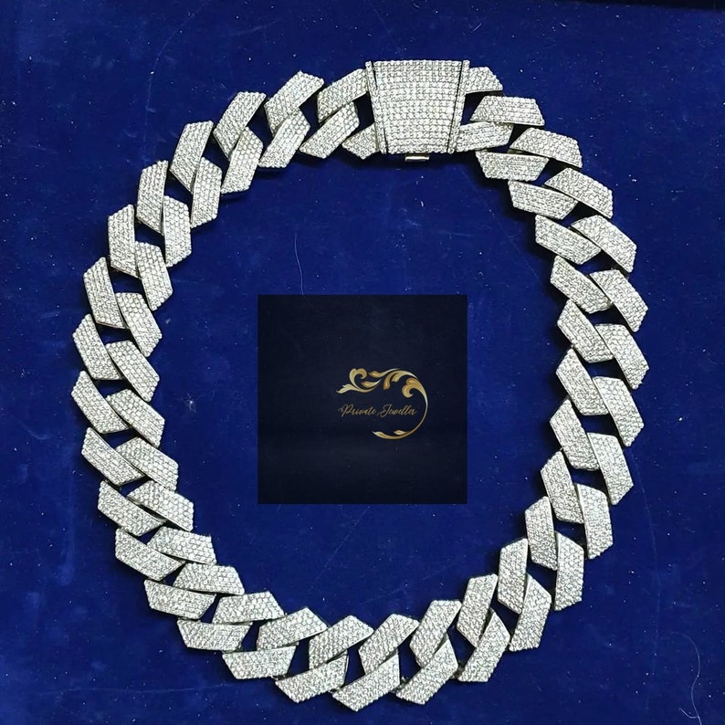 28mm Miami Cuban Link Chain Vvs Moissanite Diamond Stubbed 925 Sterling ...