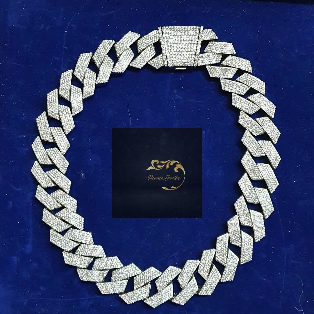 28mm Miami Cuban Link Chain Vvs Moissanite Diamond Stubbed 925 Sterling ...