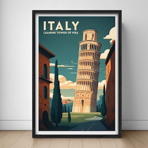 The Leaning Tower of Pisa Travel Poster,italy Wall Art Print,italy ...