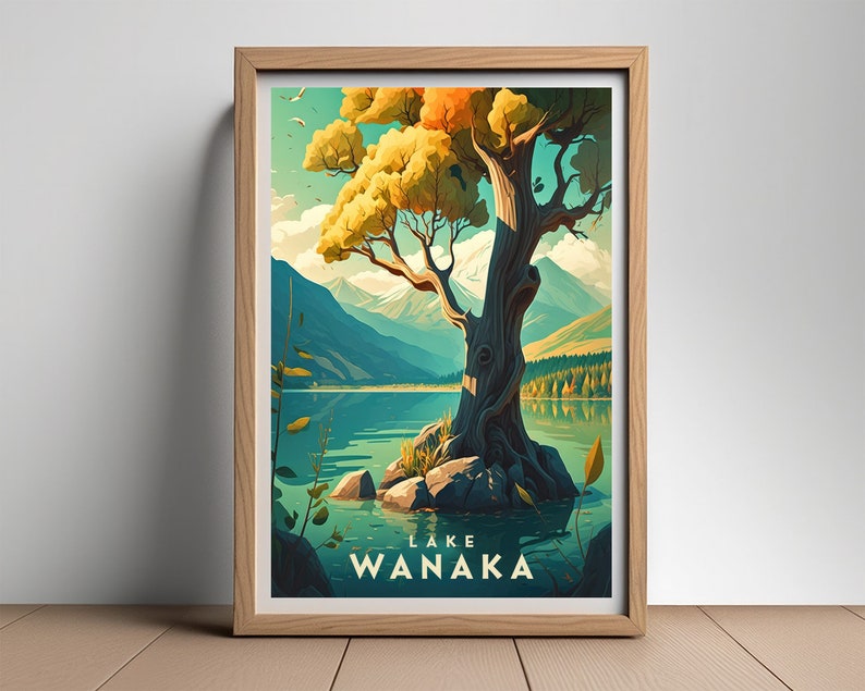 Lake Wanaka Travel Poster,lake Wanaka Art Print,lake Wanaka NZ Painting ...