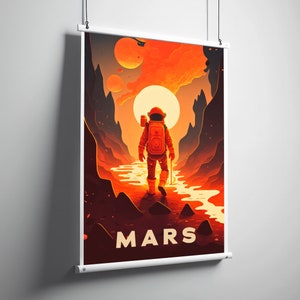 Mars Travel Poster, Mars Print, Mars Wall Art Print, Planet Mars Poster ...