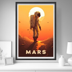 Mars Travel Poster, Mars Print, Mars Wall Art Print, Planet Mars Poster ...