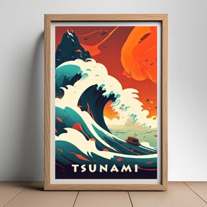 Tsunami Travel Poster,tsunami Print,tsunami Wall Art Print,natural ...