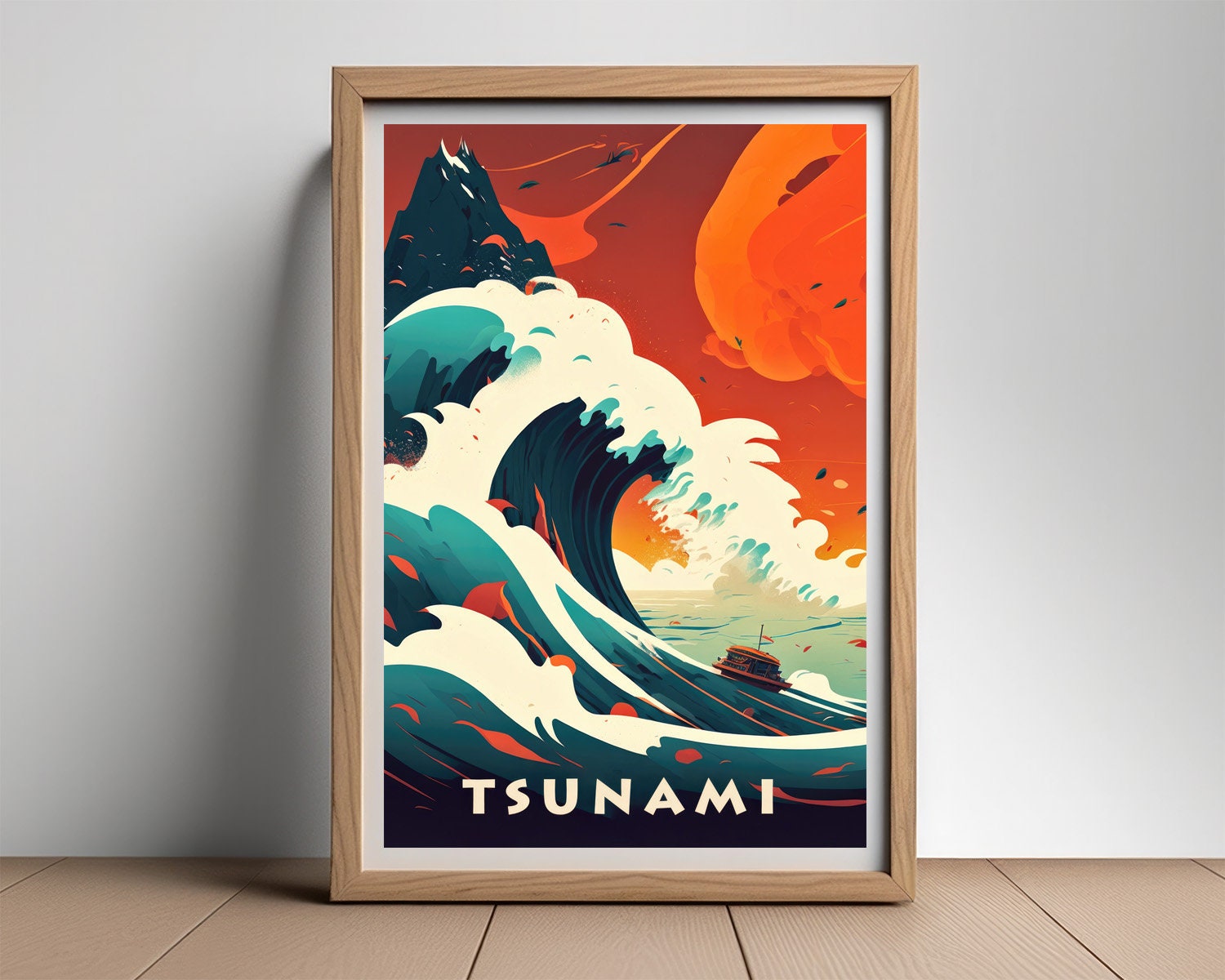 Tsunami Travel Poster,tsunami Print,tsunami Wall Art Print,natural ...