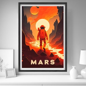 Mars Travel Poster, Mars Print, Mars Wall Art Print, Planet Mars Poster ...