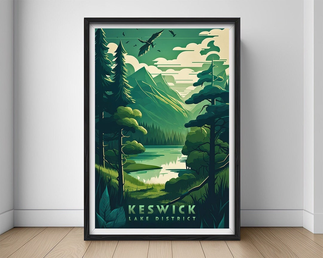 Keswick Travel Poster,keswick Print,keswick Wall Art Print,keswick Lake ...