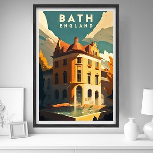 Bath England UK Travel Poster,bath England UK Wall Art Print,bath ...