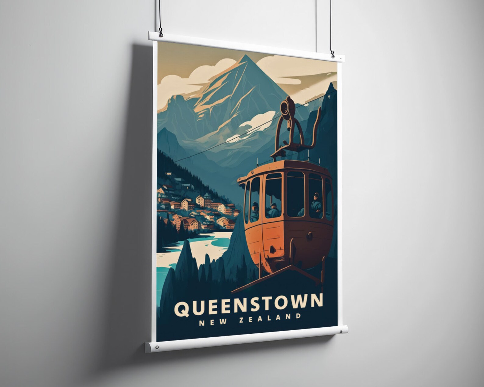 Queenstown NZ Travel Poster,queenstown NZ Wall Art Print,new Zealand ...