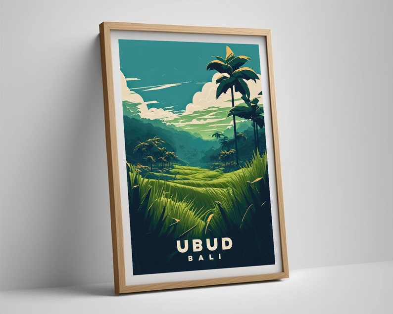 Bali Ubud Travel Poster,bali Ubud Wall Art Print,rice Fields,bali Ubud ...