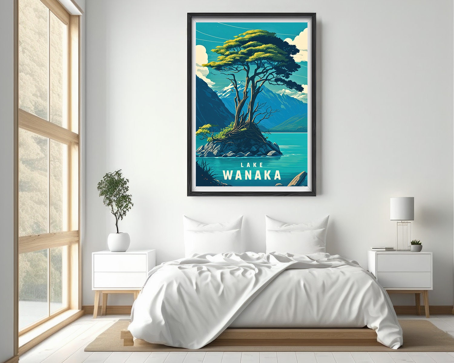 Wanaka New Zealand Travel Poster,lake Wanaka Wall Art Print,lake Wanaka ...