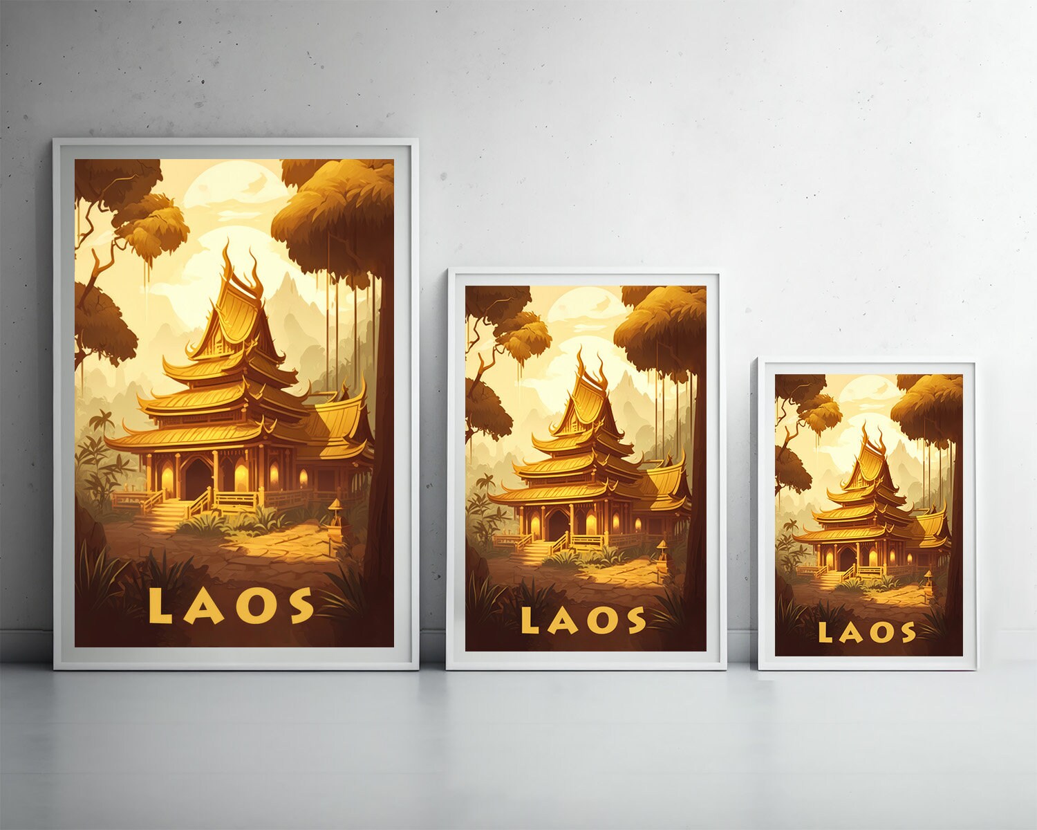 Laos Travel Poster,luang Prabang Laos Wall Art Print,luang Prabang,laos ...
