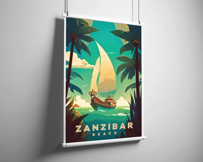 Zanzibar Beach Travel Poster,zanzibar Beach Wall Art Print,zanzibar ...