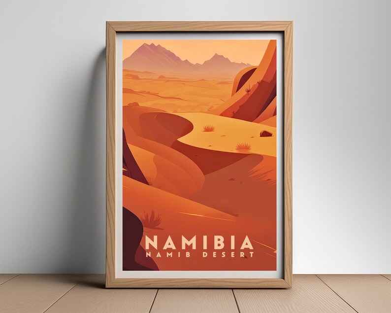 Namibia Desert Travel Poster,namibia Desert Wall Art Print,namib Desert ...