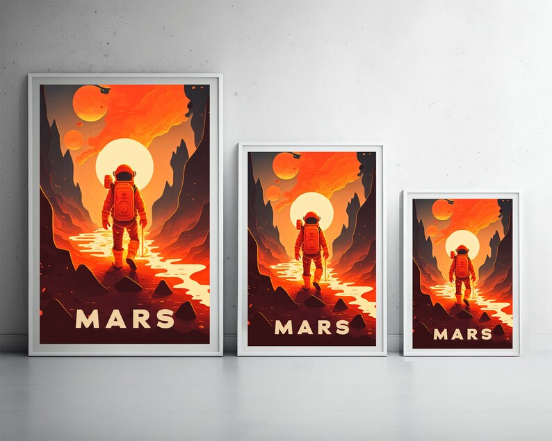 Mars Travel Poster, Mars Print, Mars Wall Art Print, Planet Mars Poster ...