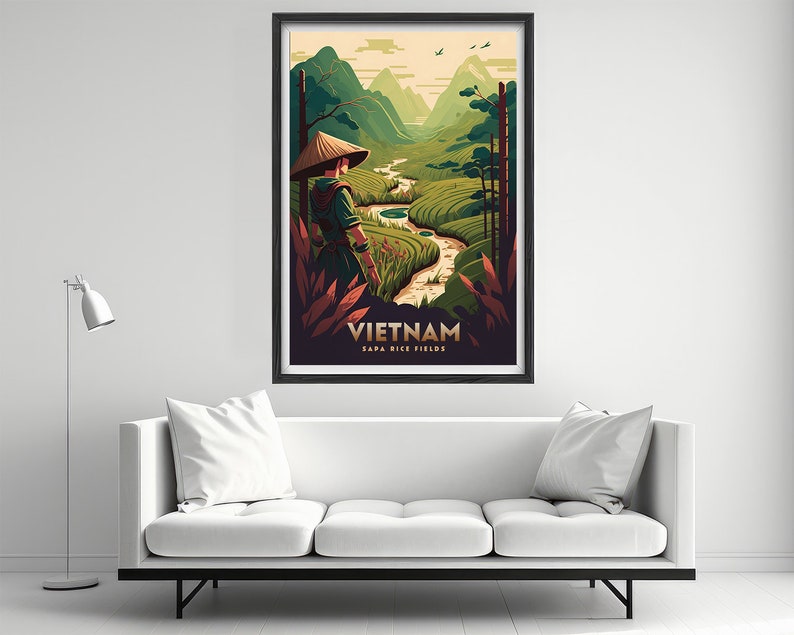 Vietnam Sapa Travel Poster,vietnam Sapa Wall Art Print,sapa Rice Fields ...