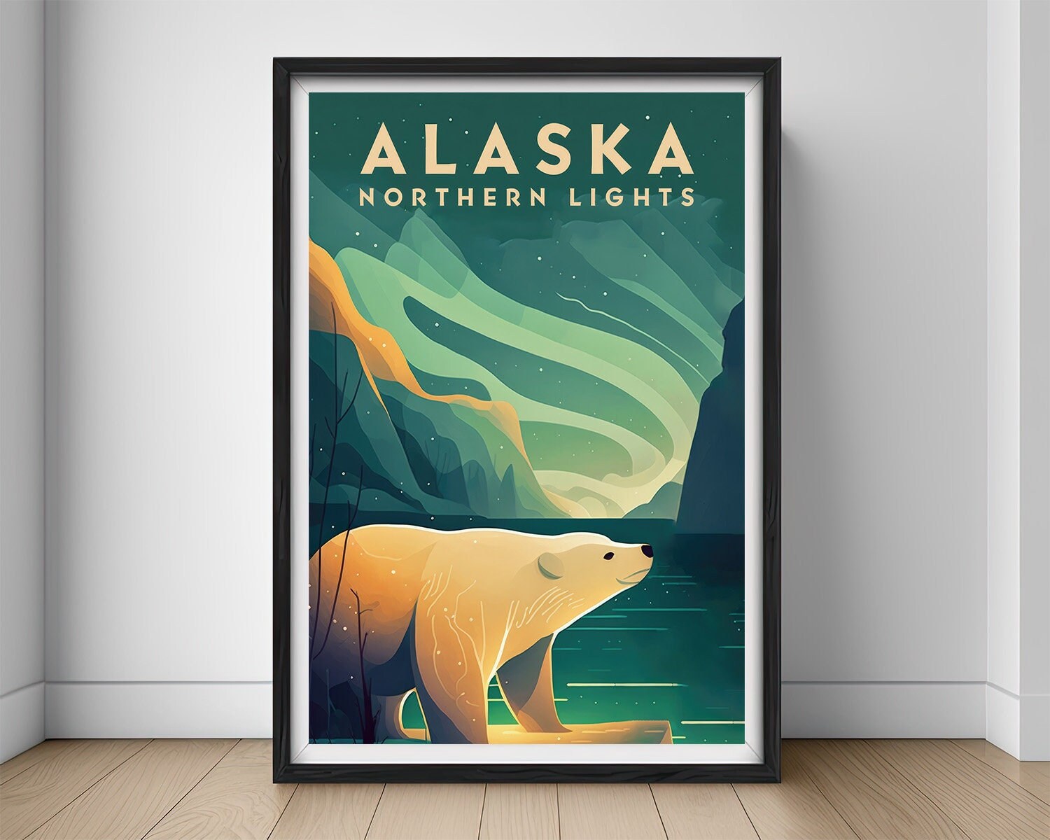 Alaska Nordlichter Reise Poster, Alaska Nordlichter Wand Kunstdruck ...