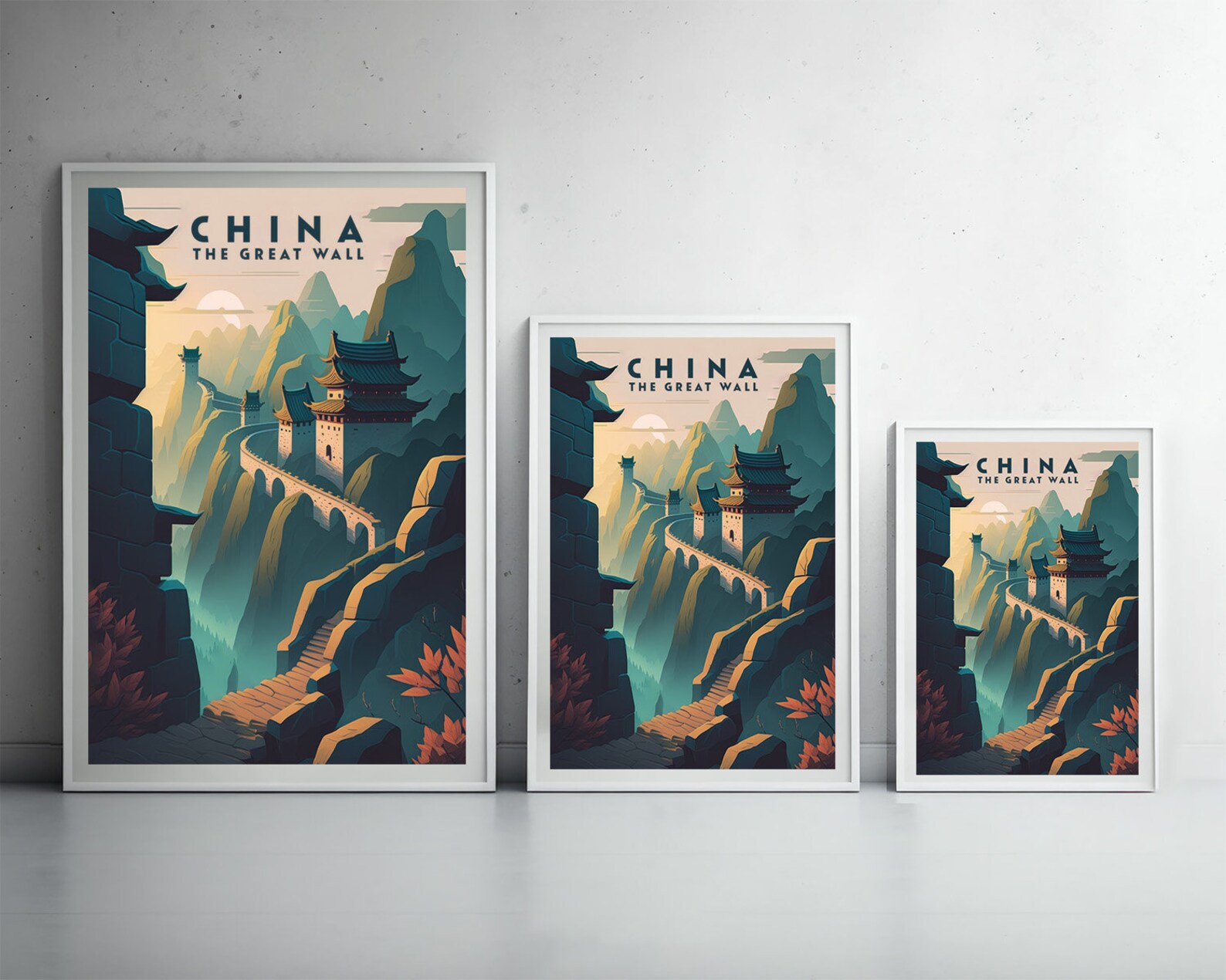 Great Wall of China Travel Poster,china Wall Art Print,beijing Painting ...