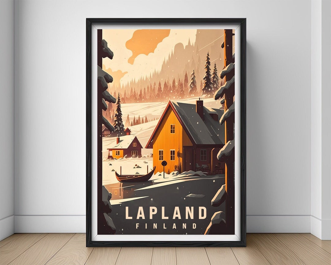 Lapland Finland Travel Poster,lapland Finland Wall Art Print,lapland ...