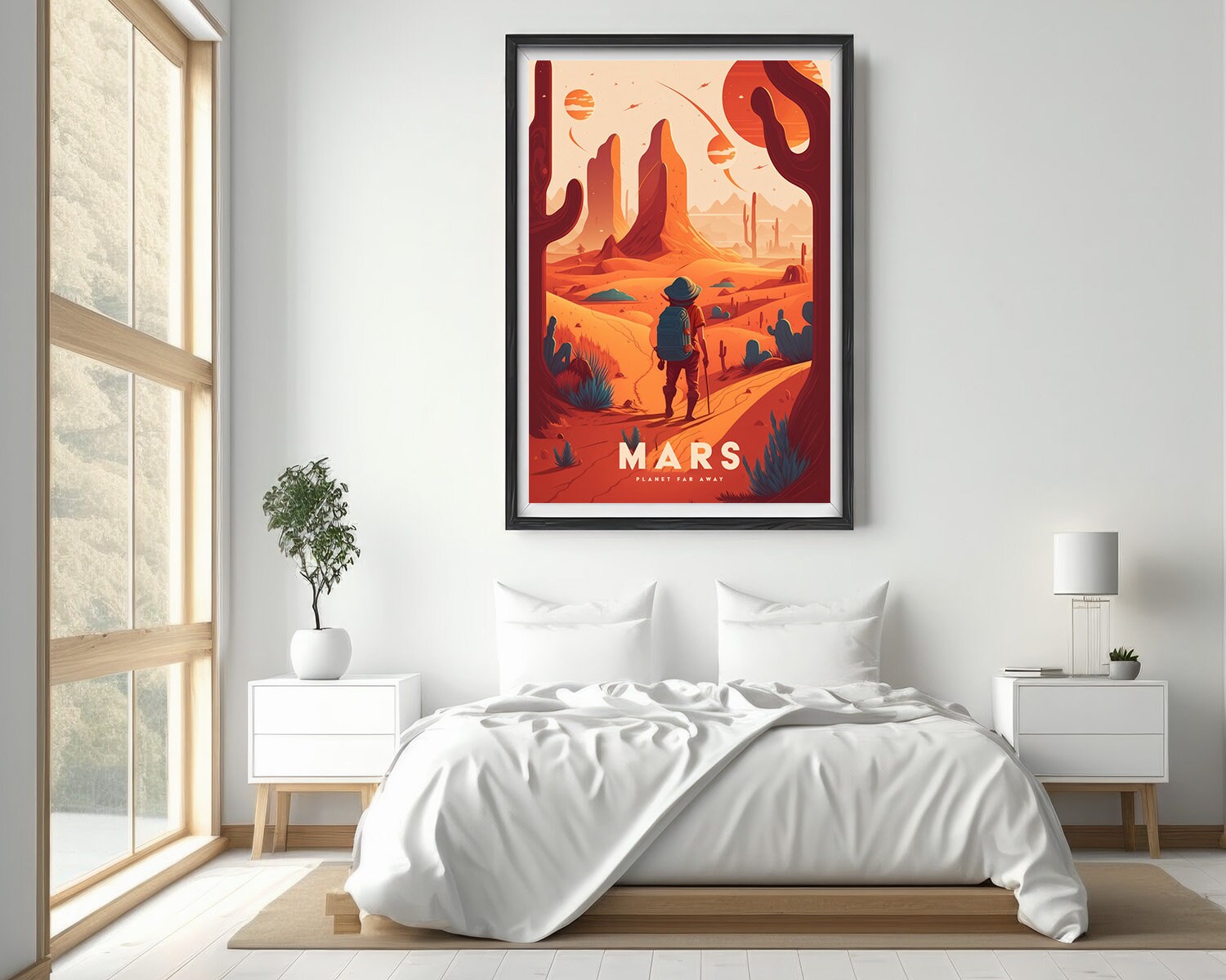Planet Mars Travel Poster,planet Mars Wall Art Print,mars Solar System ...