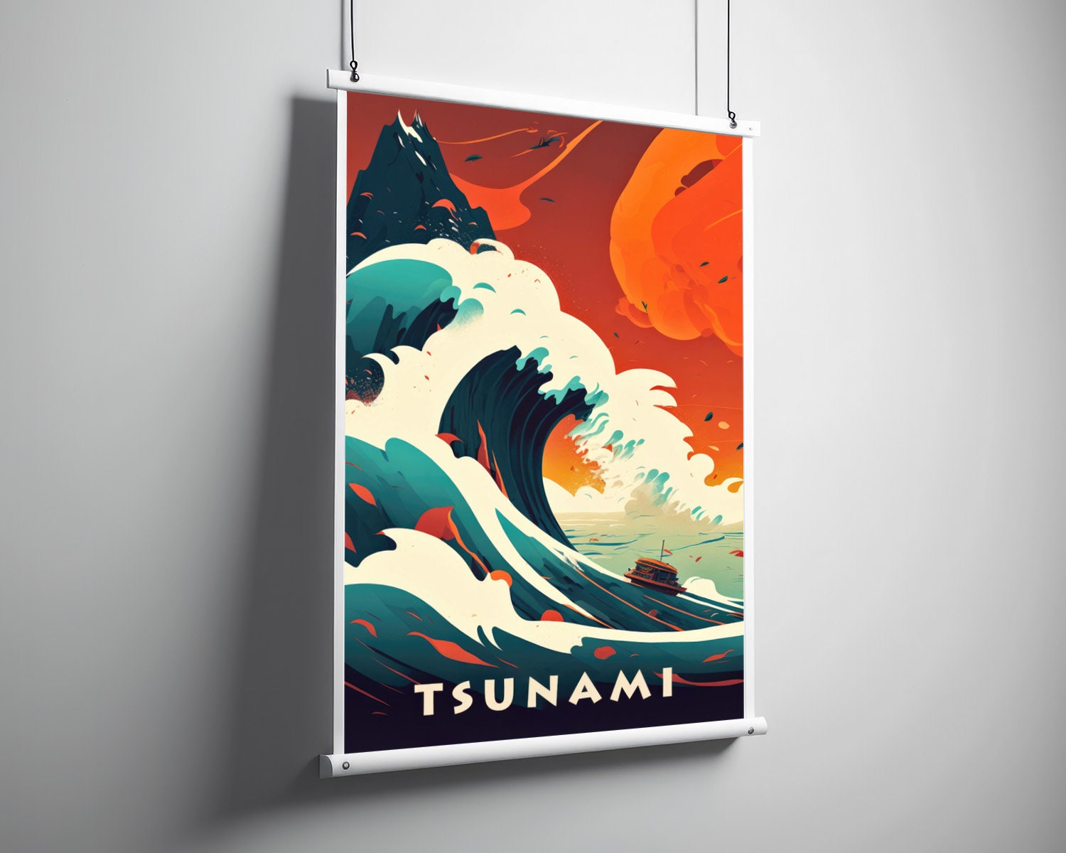 Tsunami Travel Poster,tsunami Print,tsunami Wall Art Print,natural ...