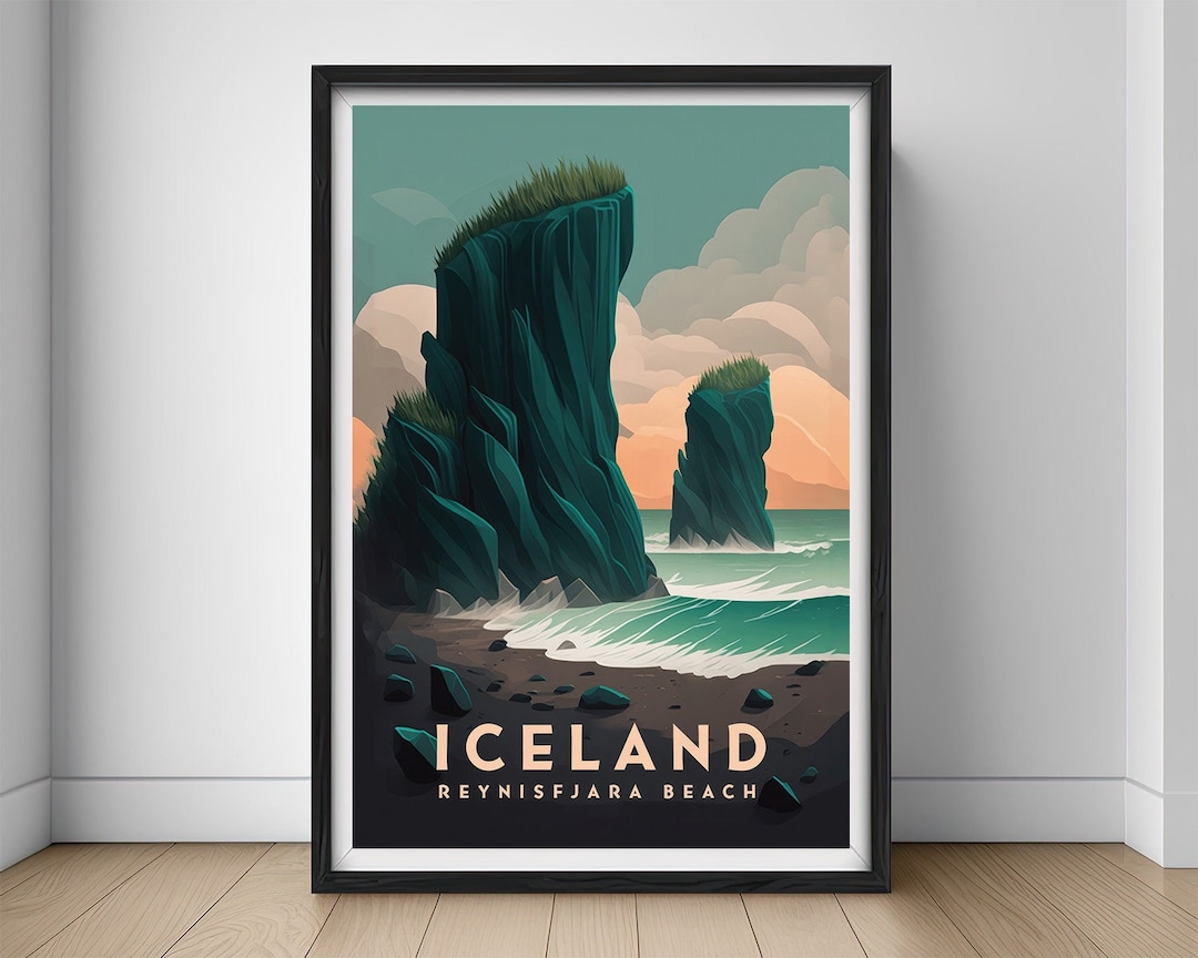 Iceland Reynisfjara Beach Travel Poster,reynisfjara Beach Wall Art ...