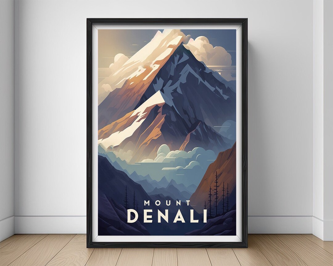 Mount Denali Alaska Travel Poster,mount Denali Wall Art Print,mount ...