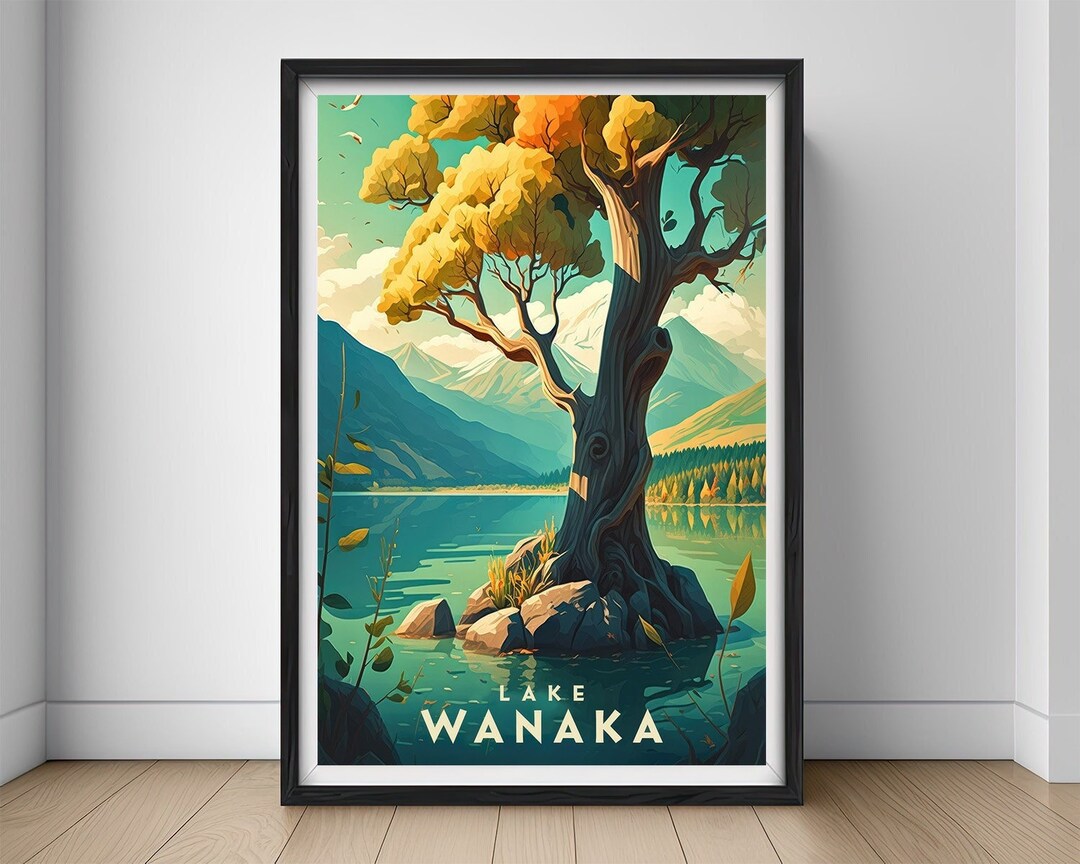 Lake Wanaka Travel Poster,lake Wanaka Art Print,lake Wanaka NZ Painting ...