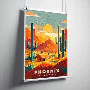Phoenix Arizona Travel Poster,phoenix Arizona Wall Art Print,phoenix ...