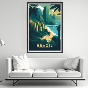 Brazil Rio Travel Poster,brasil Rio Wall Art Print,rio De Janeiro ...