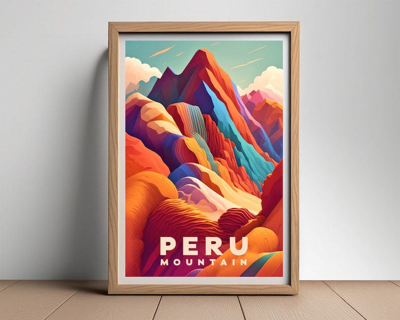 Peru Rainbow Mountain Travel Poster,peru Rainbow Mountain Wall Art ...