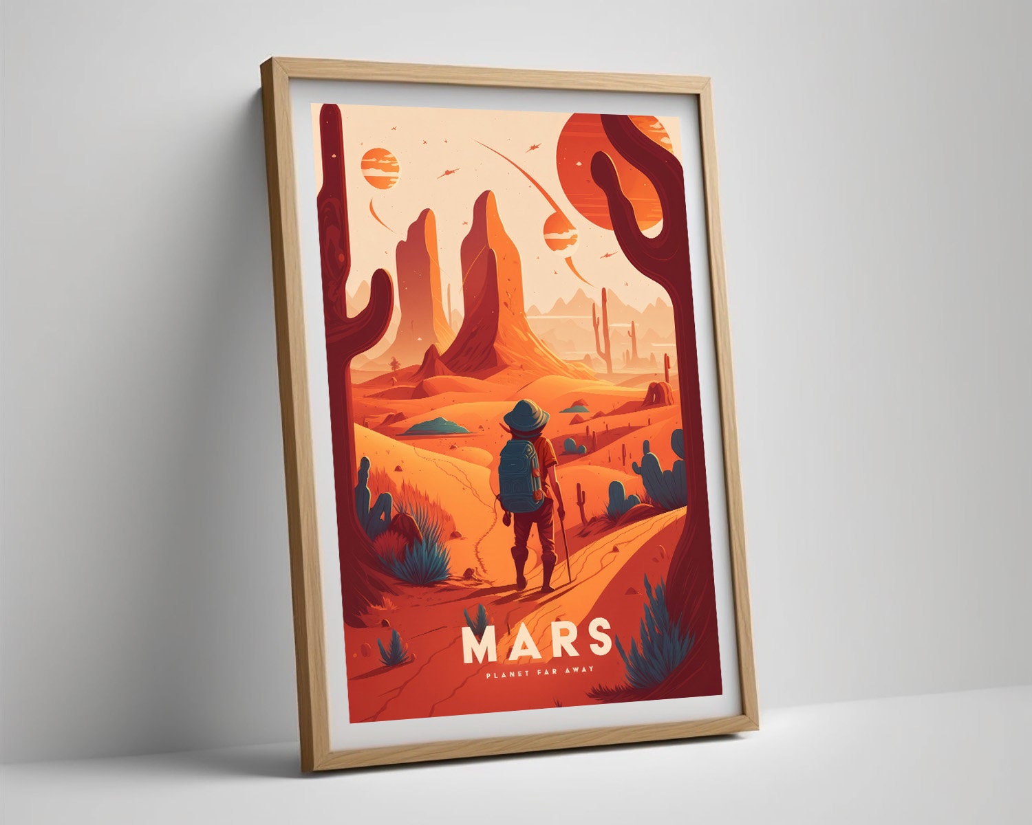 Planet Mars Travel Poster,planet Mars Wall Art Print,mars Solar System ...