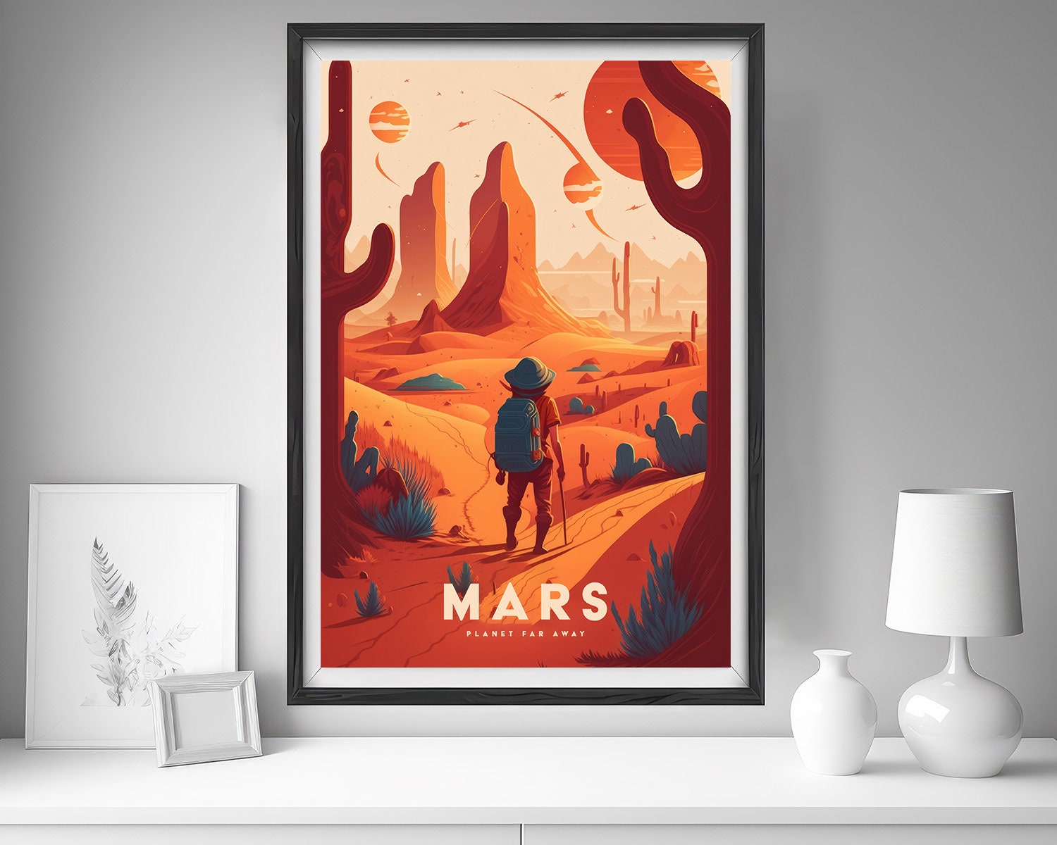 Planet Mars Travel Poster,planet Mars Wall Art Print,mars Solar System ...