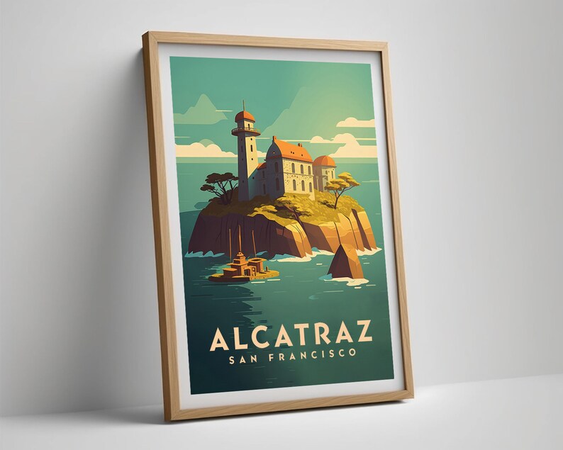 Alcatraz Travel Poster,alcatraz Wall Art Print,alcatraz San Francisco ...