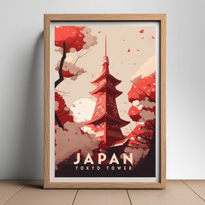 Tokyo Tower Japan Travel Poster,japan Wall Art Print,tokyo Japan ...