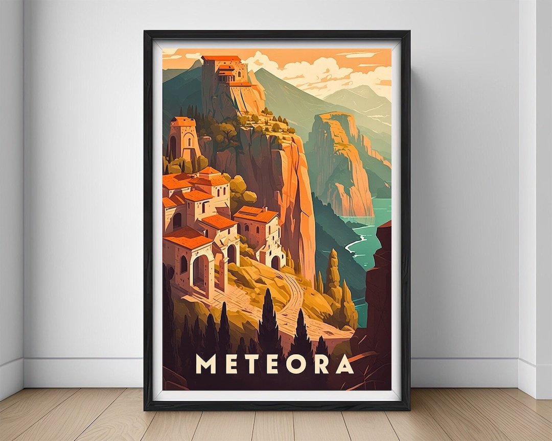 Meteora Reiseposter, Meteora Druck, Meteora Wand Kunst Druck, Meteora ...