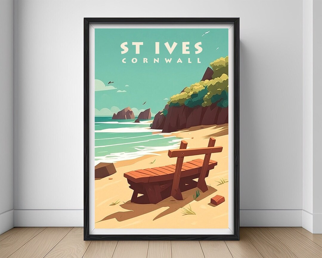 St Ives Cornwall Travel Poster,st Ives Cornwall Wall Art Print,st Ives ...