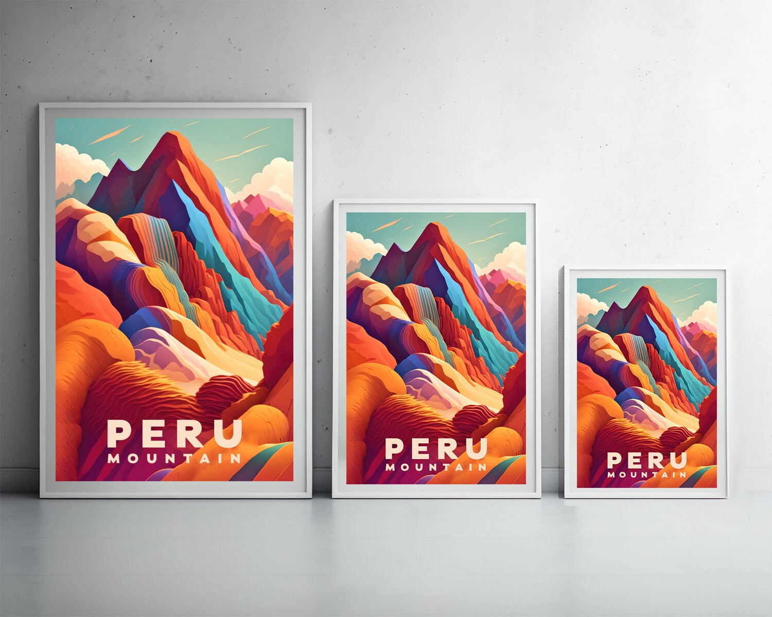 Peru Rainbow Mountain Travel Poster,peru Rainbow Mountain Wall Art ...