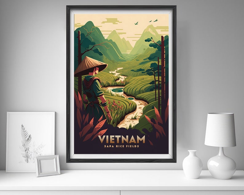Vietnam Sapa Travel Poster,vietnam Sapa Wall Art Print,sapa Rice Fields ...