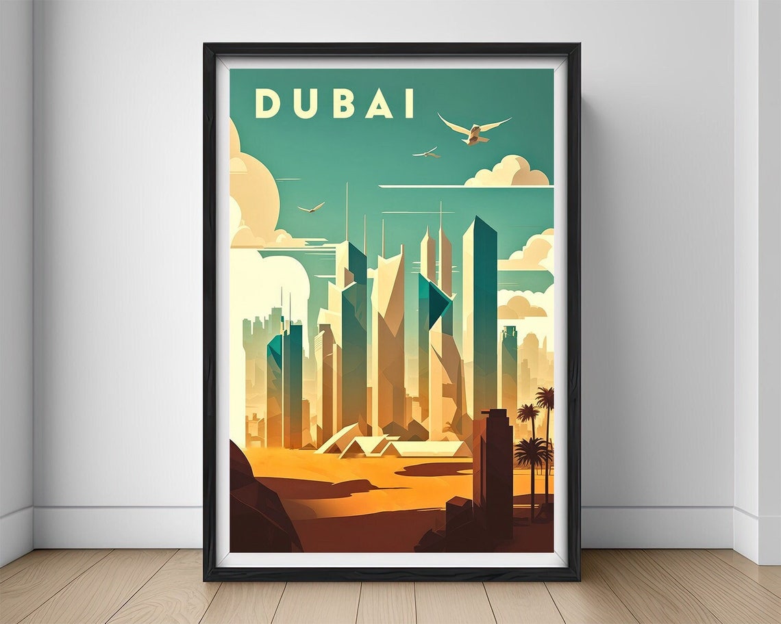 Dubai Travel Poster,dubai Wall Art Print,united Arab Emirates,dubai ...