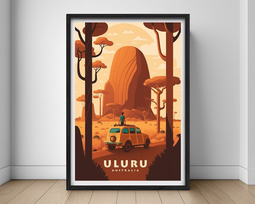 Uluru Ayers Rock Travel Poster,uluru Australia Wall Art Print,ayers ...