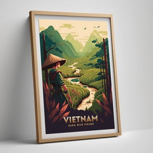 Vietnam Sapa Travel Poster,vietnam Sapa Wall Art Print,sapa Rice Fields ...