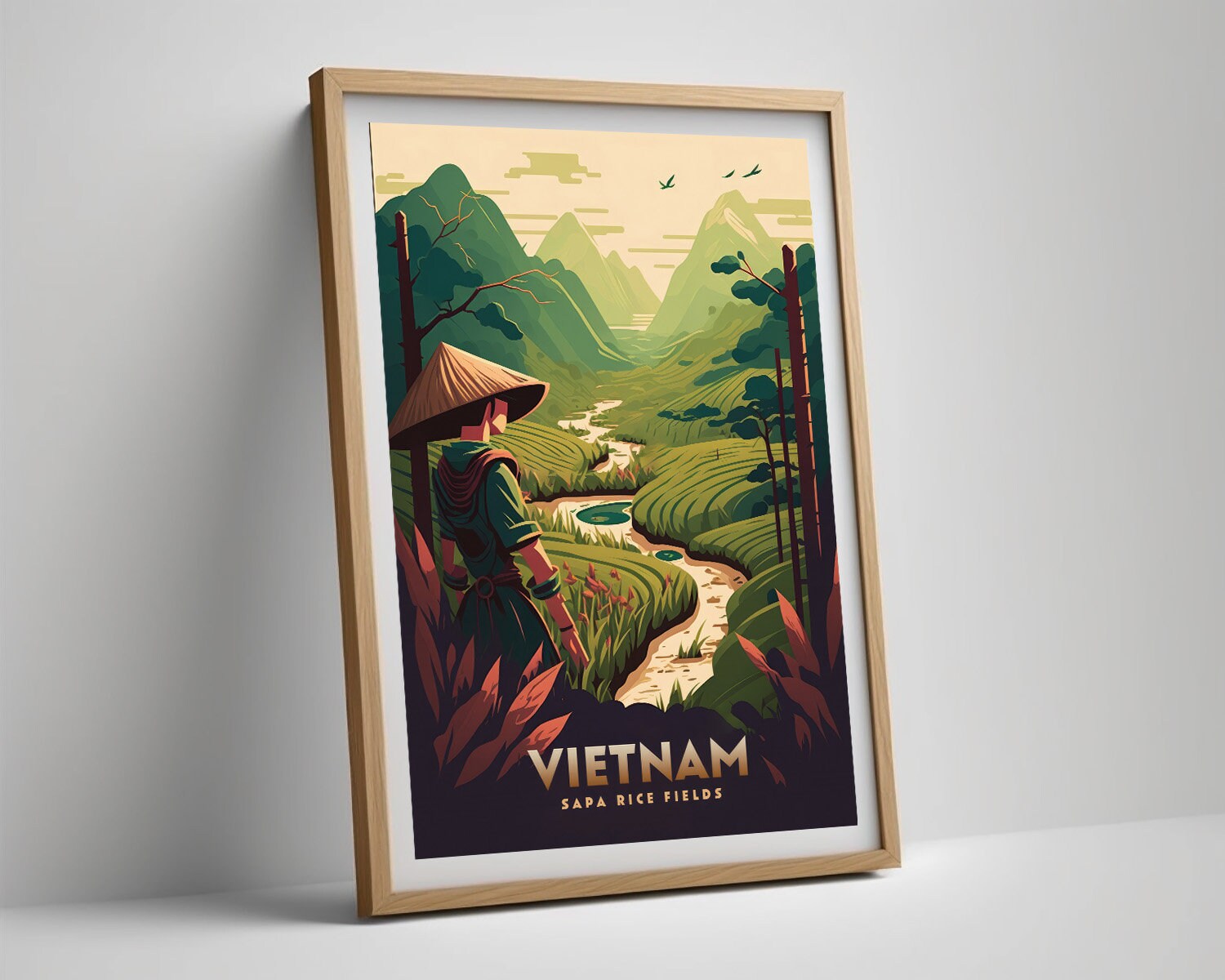Vietnam Sapa Travel Poster,vietnam Sapa Wall Art Print,sapa Rice Fields ...